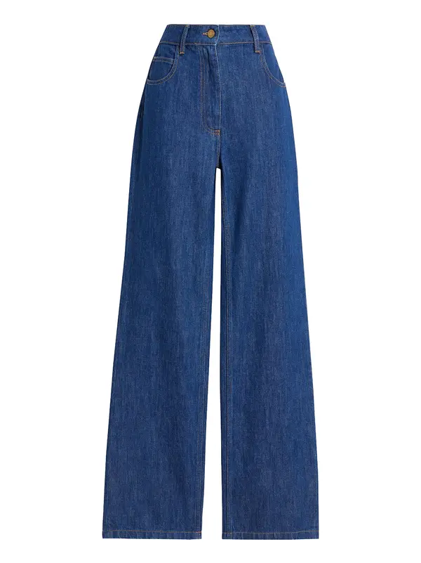 Oscar De La Renta High-rise Straight-leg Jeans - Dark Denim