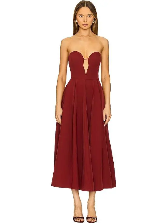 Bardot X Revolve Opal Volume Midi Dress - Wine