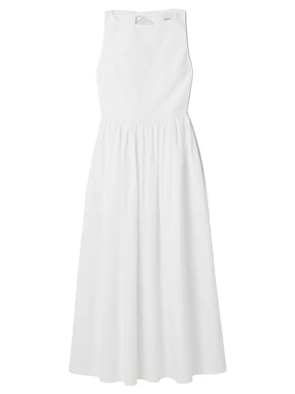 Matteau Tie-detailed Gathered Organic Cotton Midi Dress - White