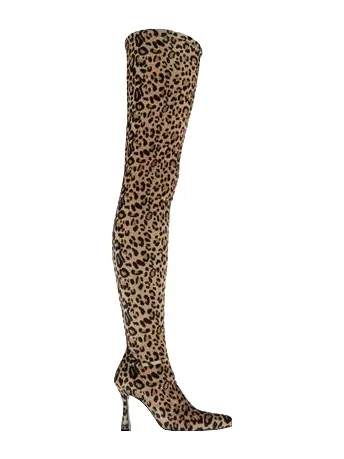 Pinko Leopard-print Over-the-knee Boots - Beige