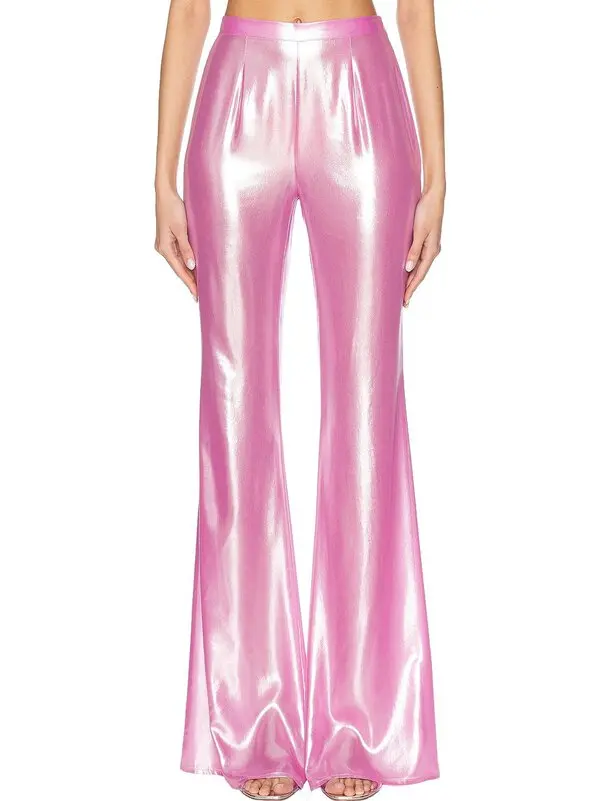 PRISCAVERA Fitted Flared Pant - Metallic Pink