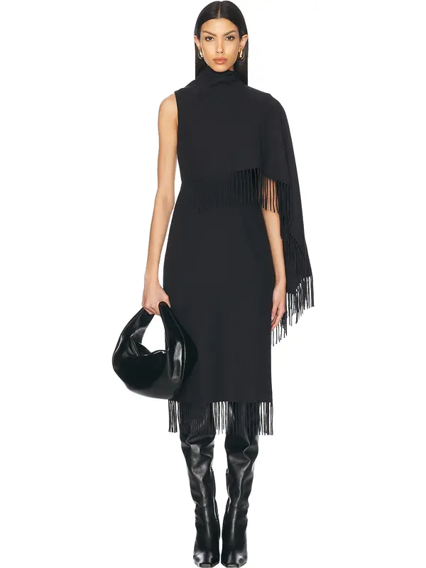 Oscar De La Renta Fringe Midi Dress - Anthracite