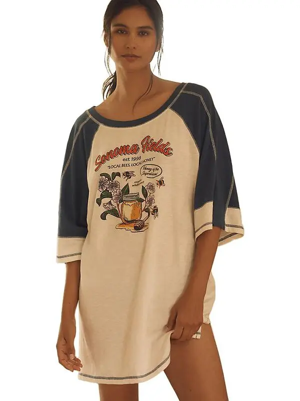 Anthropologie Graphic Sleep T-shirt - Navy