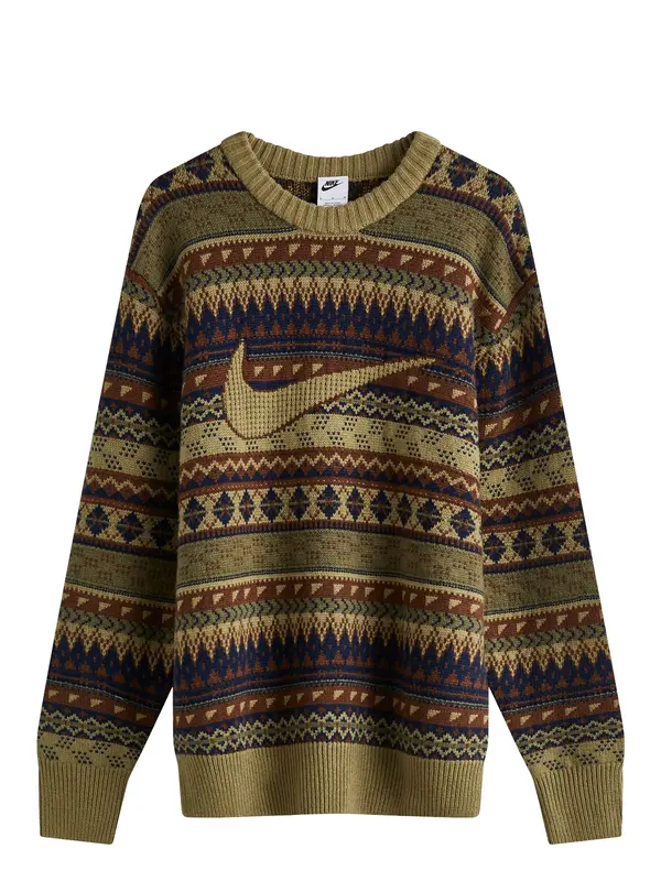 Nike Apparel Life Fair Isle Sweater - Neutral Olive