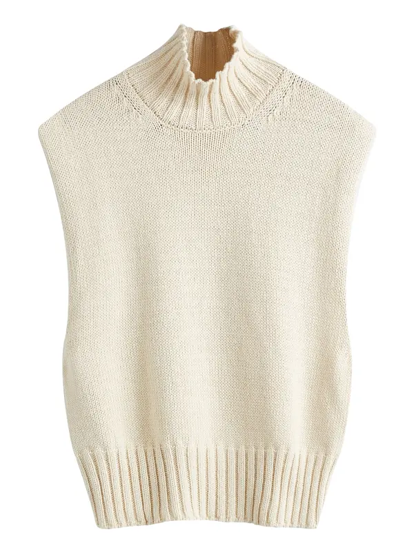 RÓHE Cashmere Sleeveless Turtleneck - Cream