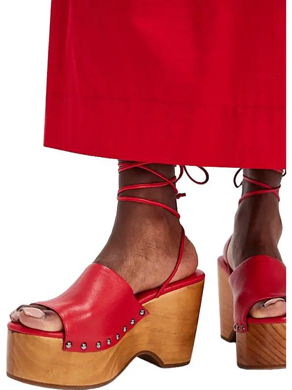 Free People Front Row Wrap Clogs - Salsa Leather
