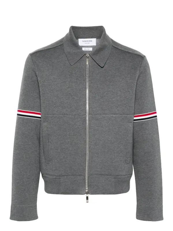 Thom Browne Rwb-stripe Zip-up Jacket - Grey