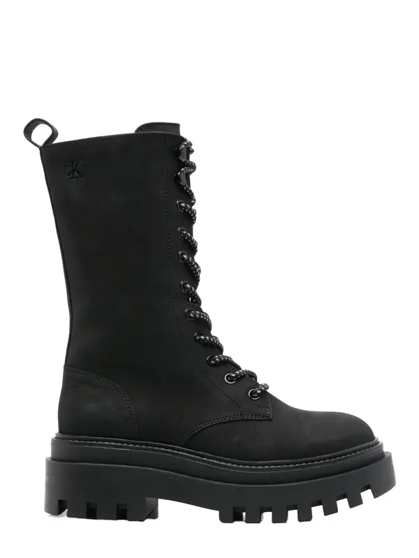 Calvin Klein Leather Platform Boots - Black