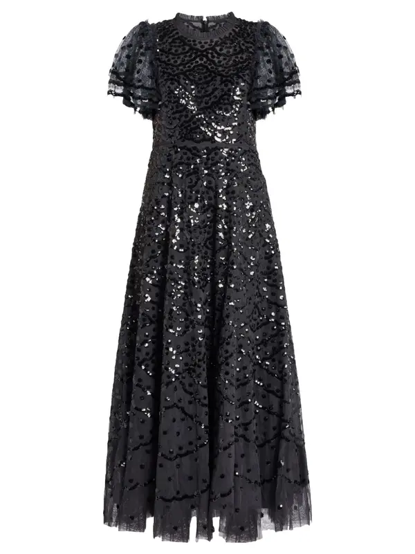 NEEDLE & THREAD Sequinned Maxi Dress - Grey