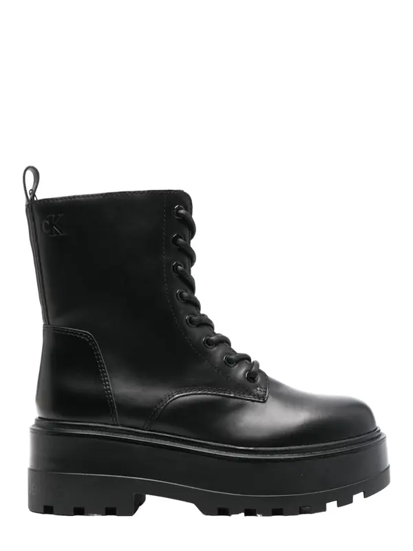Calvin Klein Leather Platform Boots - Black