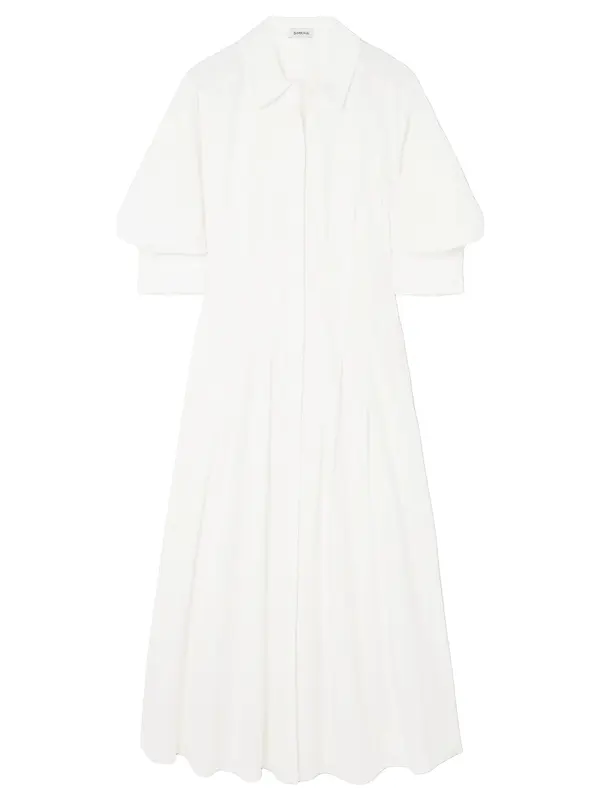 Simkhai Jazz Pleated Midi Shirt Dress - White