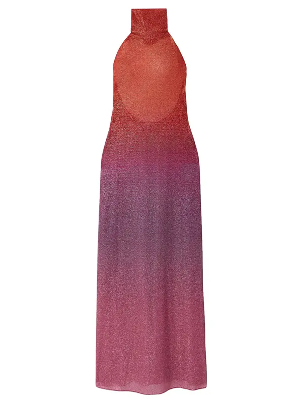 Oseree Lumière Ombrè Metallic Maxi Dress - Pink