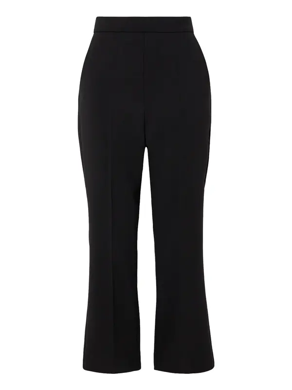 Max Mara Cropped Slim-leg Wool-blend Crepe Pants - Black