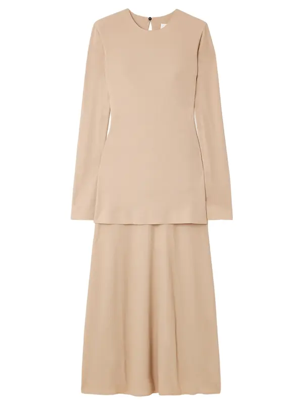 JIL SANDER Layered Crepe Maxi Dress - Gold