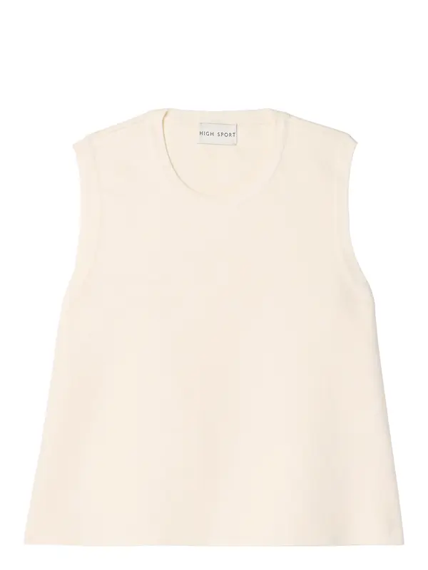 HIGH SPORT Asa Cotton-blend Jacquard Tank - Cream