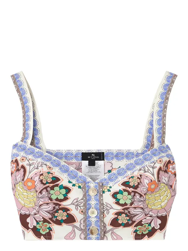 Etro Cropped Floral-print Top - White