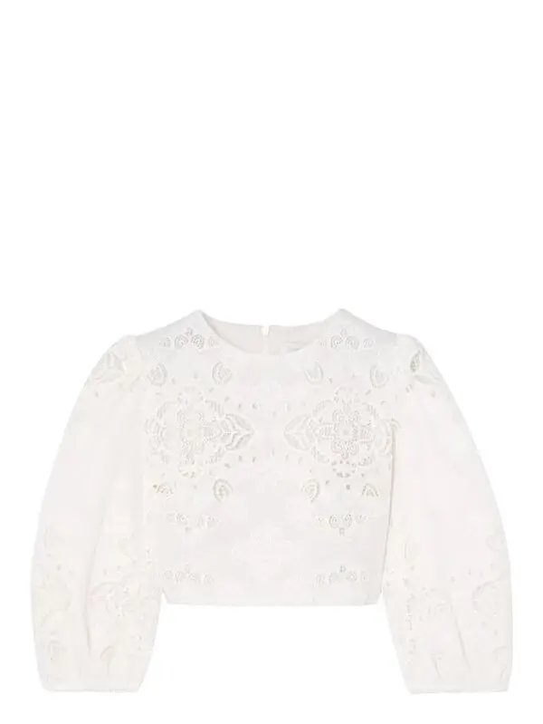 Borgo De Nor Alfie Cropped Broderie Anglaise Poplin Top - White