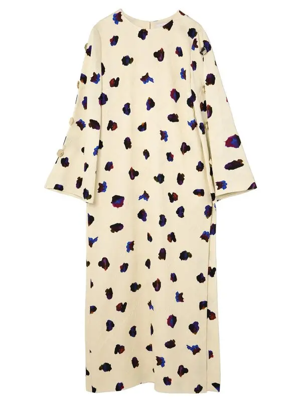 Borgo De Nor Brunetta Embellished Floral-print Maxi Dress - Neutrals