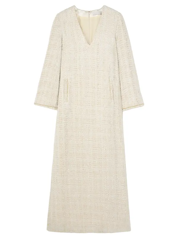 Borgo De Nor Eponine Metallic Tweed Maxi Dress - Cream
