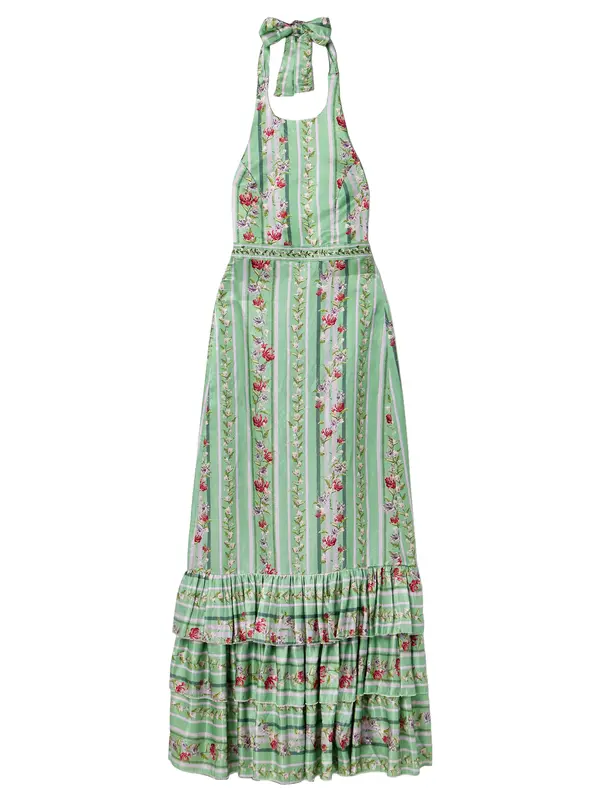 Agua Bendita Magnolia Honeysuckle Tiered Maxi Dress - Green