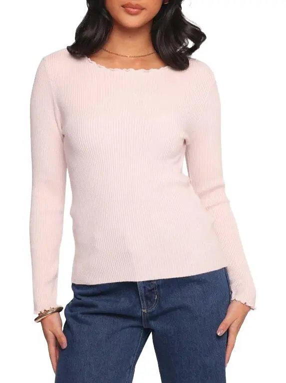 PETAL & PUP Kya Lettuce Edge Rib Sweater - Pink