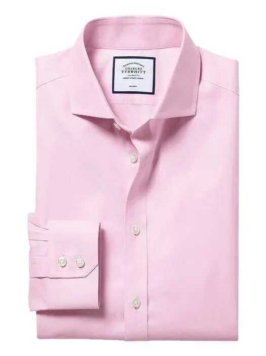 CHARLES TYRWHITT Non-iron Twill Cutaway Slim Fit Shirt Single Cuff - Pink