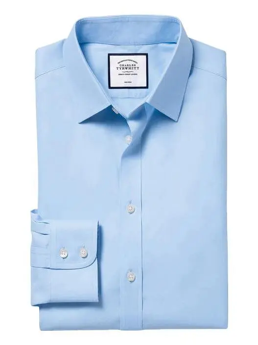CHARLES TYRWHITT Non-iron Twill Shirt - Sky Blue