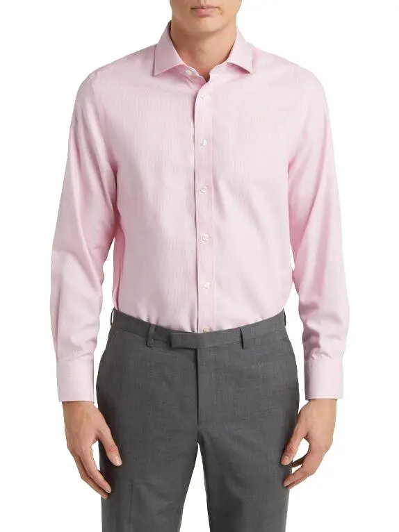 CHARLES TYRWHITT Non-iron Clifton Weave Cutaway Slim Fit Shirt Single Cuff - Pink