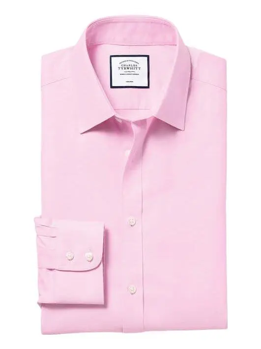 CHARLES TYRWHITT Non-iron Twill Shirt - Pink