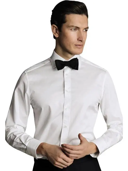 CHARLES TYRWHITT Luxury Twill Slim Fit Shirt Single Cuff - White
