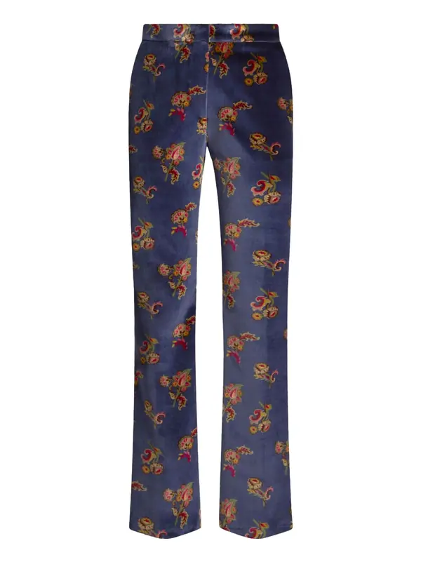 Etro Floral Flared Trousers - Blue