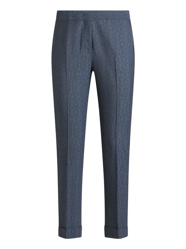 Etro Geometric-pattern Tailored Trousers - Blue