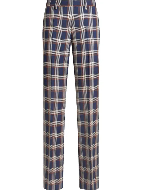 Etro Checkered Trousers - Blue