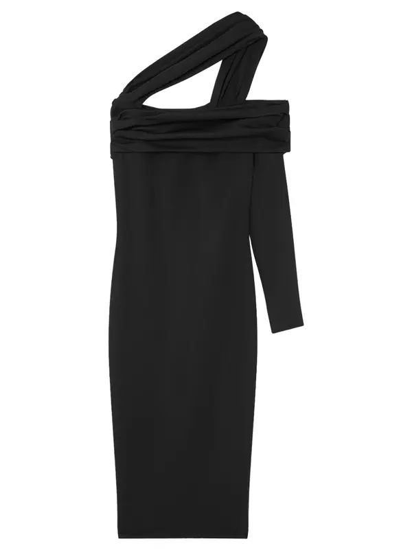 Versace One-shoulder Midi Dress - Black