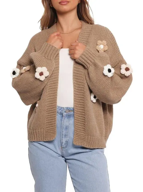 PETAL & PUP Delaro Flower Cardigan - Brown