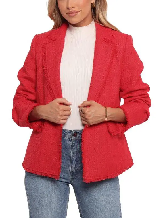 PETAL & PUP Simona Tweed Blazer - Red