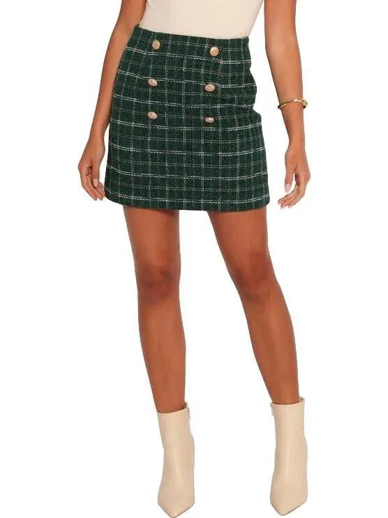 PETAL & PUP Zadia Tweed Miniskirt - Green