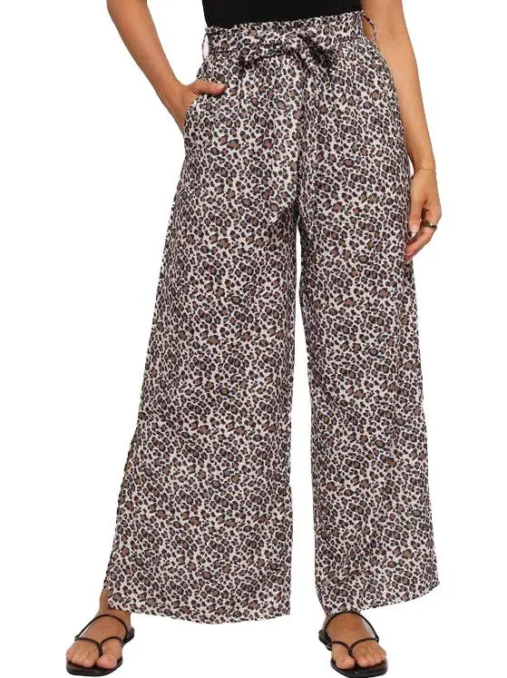 PETAL & PUP Florencia Print Wide Leg Pants - Leopard