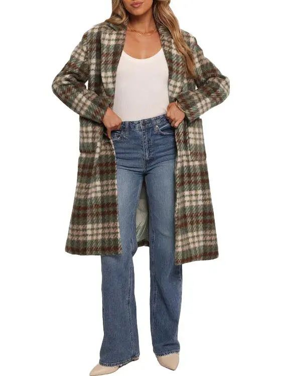PETAL & PUP Anika Plaid Coat - Green/ Brown