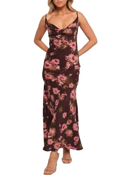 PETAL & PUP Enya Floral Maxi Dress - Chocolate Floral