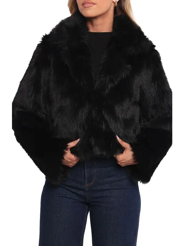 PETAL & PUP Bobbi Faux Fur Jacket - Black