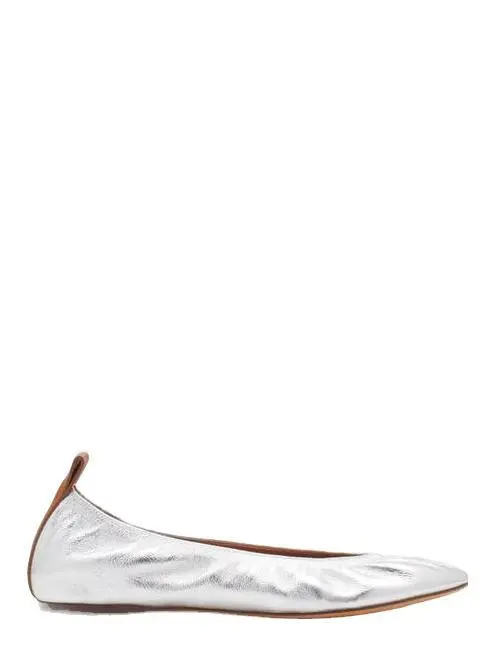 LANVIN Ballerina Flat In Metallic Leather - Silver
