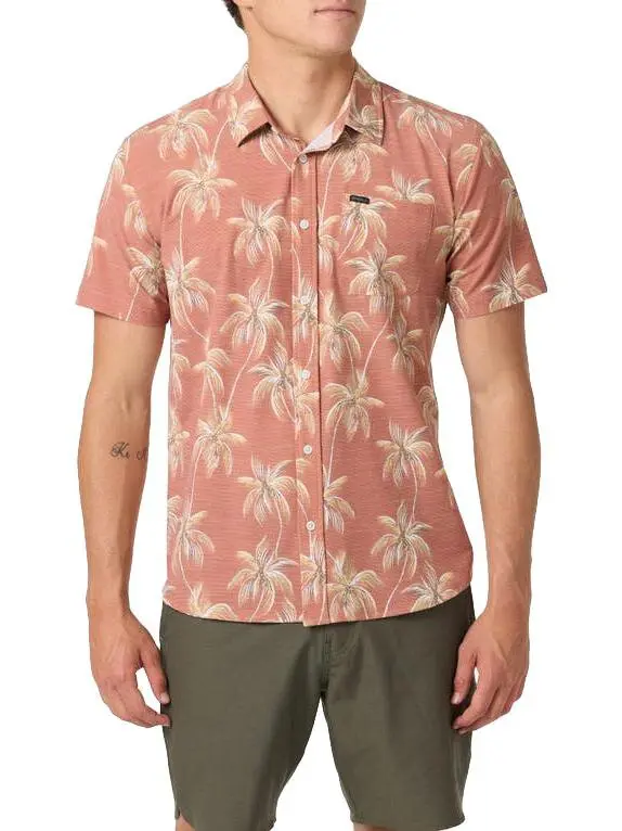 O'Neill Trvlr Upf Traverse Slub Short Sleeve Performance Button-up Shirt - Baked Clay