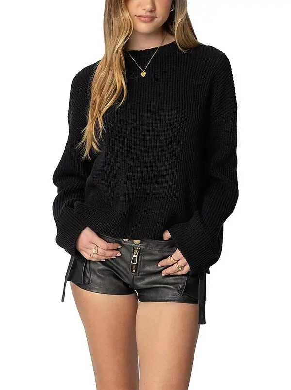 EDIKTED Marleen Oversized Knit Sweater - Black