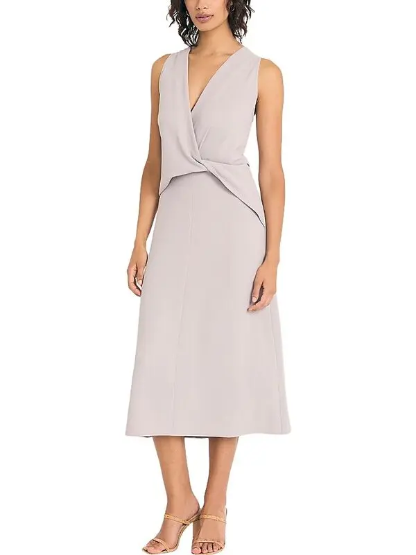 LUXELY Drape Front Dress - Dove Grey