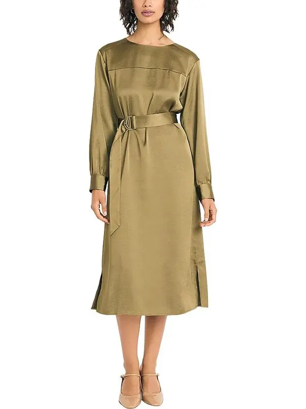 LUXELY Belted Midi Dress - Burnt Olive
