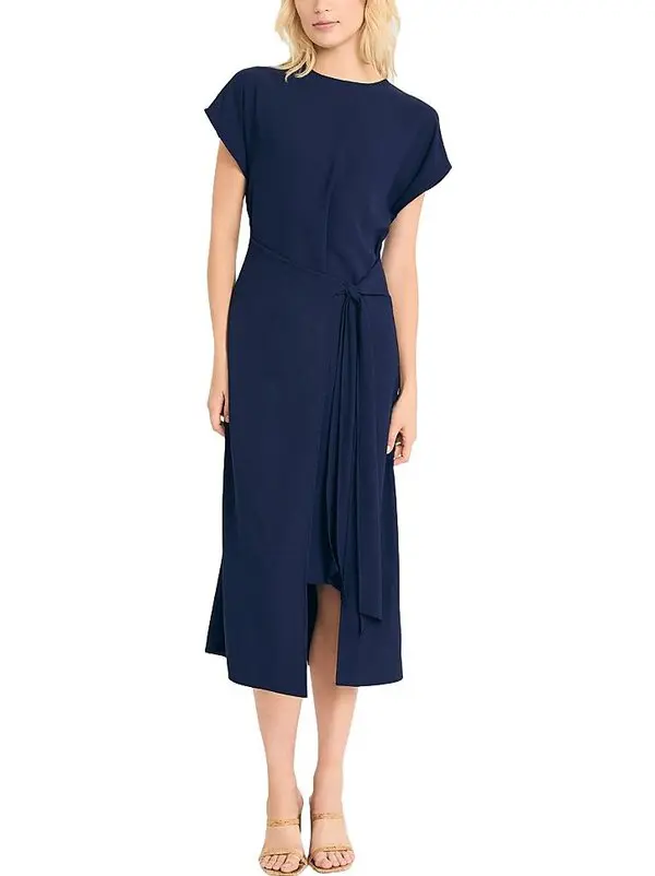 LUXELY Faux Wrap Dress - Evening Blue