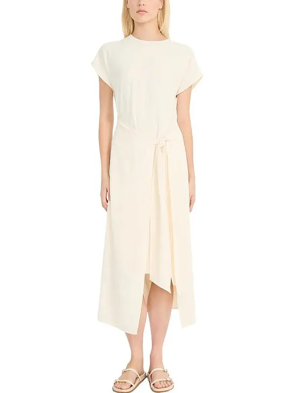 LUXELY Faux Wrap Dress - White Smoke
