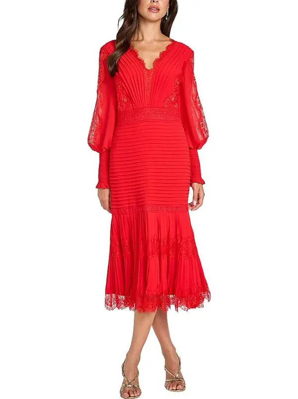 Tadashi Shoji Nyssa Bishop Sleeve Dress - Cherry