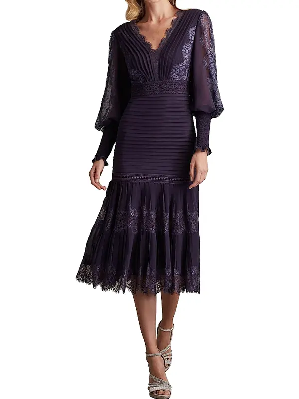 Tadashi Shoji Nyssa Bishop Sleeve Dress - Purple